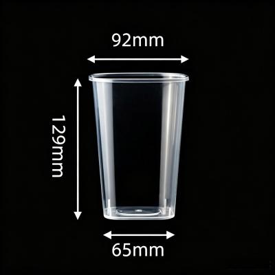 China 650ml Clear Square PP Cups for Fresh Fruit Tea Yogurt Smoothies and Layered Drinks for sale
