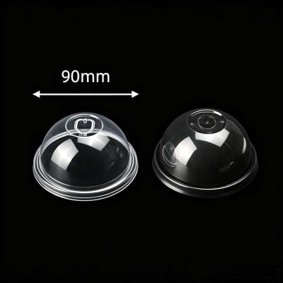China 90mm Diameter PP Cup Lids Injection Molded Semi Circular for Tea Packaging for sale