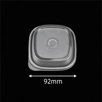 China 92mm Semi Transparent Black Square PP Cup Lids for Coffee Tea and Beverage Cups for sale