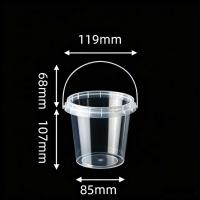 China 1000ml Clear Handled Plastic Fruit Cup Flat Bottom For Fruit Tea And Dessert Drinks for sale