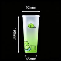 China 960ml Custom Printed Plastic Cups Square PP Cups For Jumbo Fresh Fruit Tea Sharing for sale
