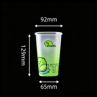 China 650ml Printed Square PP Cups for Large Fresh Fruit Tea and Signature Takeaway Drinks for sale
