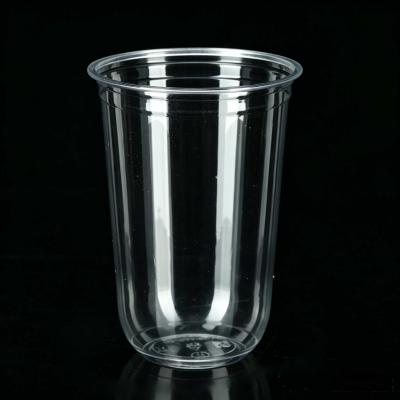 China 90mm U Shaped Rim Compostable Clear Cups 16oz 500ml PLA Cups For Iced Coffee Drinks for sale