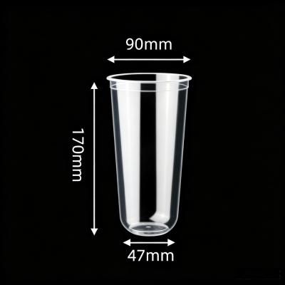 China 700ml Thickened U Shaped PP Disposable Cup For Jumbo Fruit Tea Loaded Milk Tea for sale
