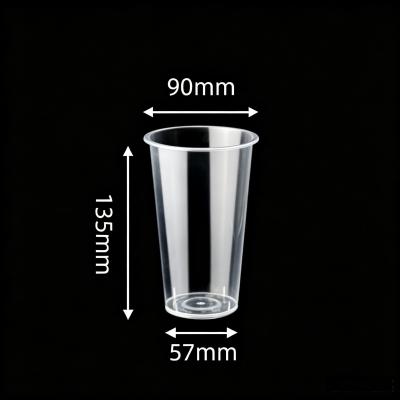 China Heat Resistant Clear Plastic Pp Cup 90mm 500ml For Bubble Tea Fruit Tea Cold Drinks for sale