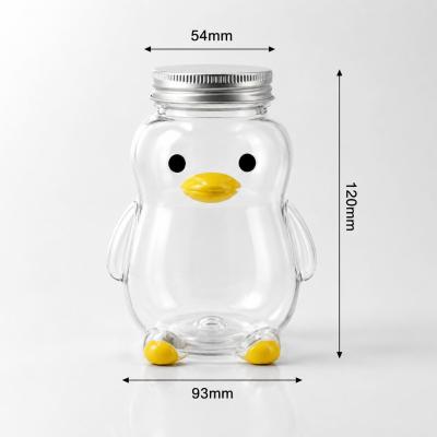 China OEM 54mm 350ml Penguin Shaped Screw Cap PET Bottle For Kids And Novelty Drinks for sale