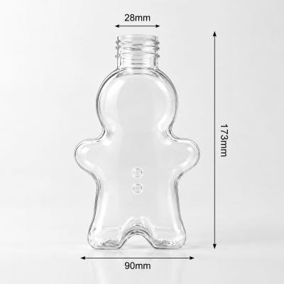 China 28mm 350ml Gingerbread Man PET Bottle with Aluminum Screw Cap for Holiday Drinks for sale