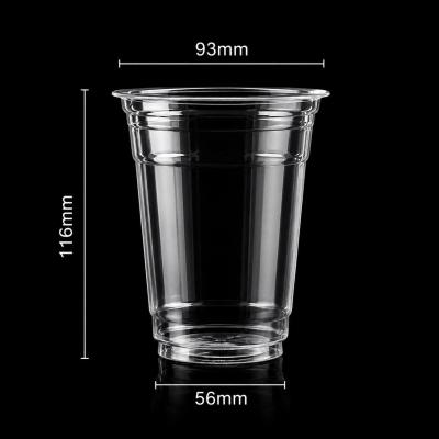 China Clear 93mm Polyethylene PET Cups 14oz 430ml for Everyday Cold Drinks Takeaway Packaging for sale