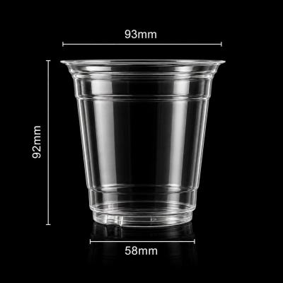 China Clear Wide Mouth PET Plastic Cups 93mm 10oz 360ml Cold Drink Disposable PET Cups for sale