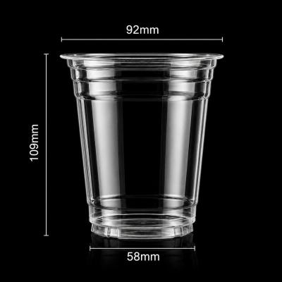 China 420ml 92mm PET Clear Cups with Balanced Profile for Custom Cold Drink Packaging for sale