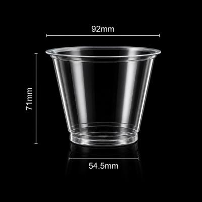 China 9oz 280ml 92mm Clear PET Short Cups Disposable for Drink Servings Custom Packaging for sale