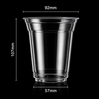 China Custom 93mm PET Plastic Cups 12oz 400ml for Cold Beverage Packaging and Retail Drink for sale