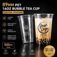 China 89mm Plastic Bubble Tea Cups PET 16oz Boba Cups For Takeaway Milk Tea And Daily Beverage for sale