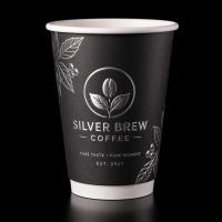 China Metallic Logo Custom Paper Cups 10oz Silver Foil Stamped Paper Cups for Modern Brand Packaging for sale