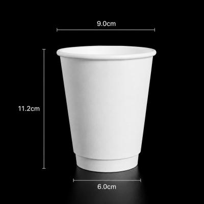 China 90mm 12oz Double Wall Paper Cups Latte and Coffee Paper Takeaway Cups Anti Scalding for sale