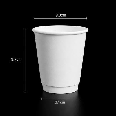 China 90mm 10oz Disposable Double Wall Coffee Cups Custom Logo Double Layer Paper Cup for sale