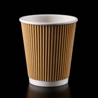 China OEM Printed Disposable Coffee Cups 500ml Corrugated Paper Cups For Hot Drinks for sale
