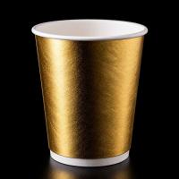 China 500ml Gold Foil Paper Cups Custom Disposable Hot Cups Metallic Finish For Beverage for sale