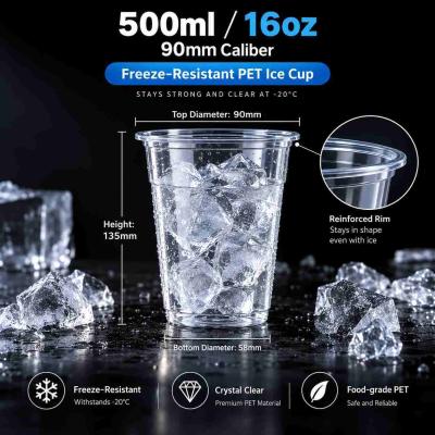 China 500ml Freeze-Resistant PET Ice Cup with 92mm Top Diameter for Cold Drinks for sale
