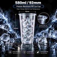 China 580ml Freeze-Resistant PET Ice Cup with 92mm Top Diameter for Tall High-Ice Drinks for sale