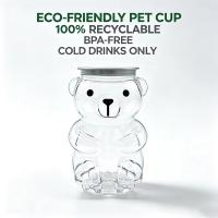 China Wholesale Transparent Disposable Pet Cold Drink Bear Shape Cup Coffee Plastic PET Milk Tea Cup 500Ml for sale