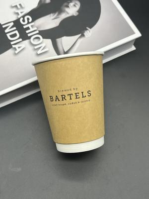 China 12oz Double Wall Kraft Paper Cup, Custom Logo Printed, Plastic-free Coating, Disposable Hot Beverage Cups Coffee, Cafe, Hot Beverage, Takeaway for sale