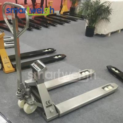 China Stainless Steel Pallet Jack Weight Scale 2000Kg Low Profile Pallet Jack With Scale for sale