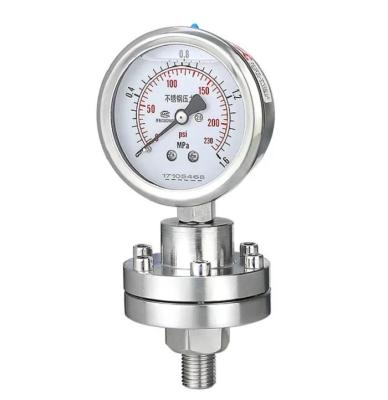 China YTP-100 Stainless Steel Diaphragm Pressure Gauge 100mm 150mm Shock Resistant for Harsh Media for sale