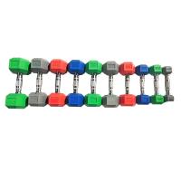 China 5-110lbs Hex Rubber Gym Dumbbells Lbs Fitness Weights Steel Rubber Coated Hex Dumbbells Set for sale