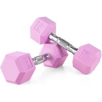 China 5-110lbs Hex Rubber Gym Dumbbells Lbs Fitness Weights Steel Rubber Coated Hex Dumbbells Set for sale