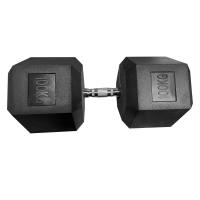 China Customized Logo 5-100LB 5LB Increment Rubber Hex Dumbbell 100kg Solid Core For Fitness for sale