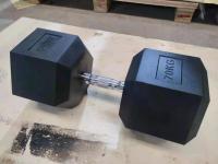 China Customized Logo 5-100LB 5LB Increment Rubber Hex Dumbbell 100kg Solid Core For Fitness for sale