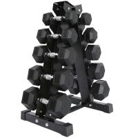 China Customized Logo Rubber-Covered Hex Dumbbells for Gym Fitness Equipment in Hexagon Shape for sale