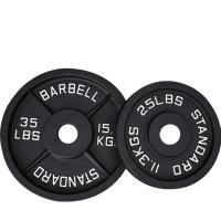 China Commercial Cast Iron Barbell Weight Plates 5 10 25 35 45 lb for Bodybuilding Fitness for sale