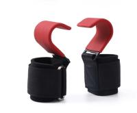 China Cross Fit Training Weight Lifting Steel Hooks Straps with Neoprene Padded Wrist Wraps for sale