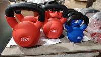 China Custom Logo Home Gym Free Weights Gravity Strength Training Cast Iron Rubber Coated Neoprene Kettlebell Set for sale