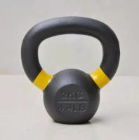 China Color Ring Black Cast Iron Powder Coated Kettlebell for Unisex Strength Training Gym for sale