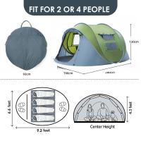 China 4 Person Easy Pop Up Tent Waterproof Automatic Setup 2 Doors-Instant Family Tents For Camping Hiking & Traveling for sale