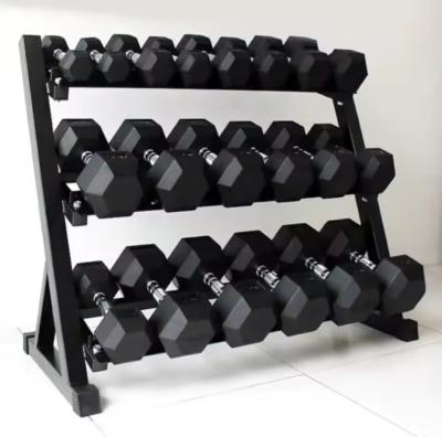 China 5kg Black Rubber Coated Cast Iron Hex Dumbbell Set Perfect for Home Strength Training for sale