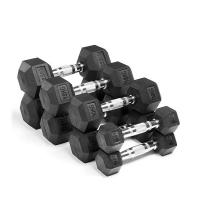China 5kg Black Rubber Coated Cast Iron Hex Dumbbell Set Perfect for Home Strength Training for sale