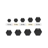 China Cast Iron Rubber Coated Hex Dumbbells for Gym Equipment Weightlifting Fitness Training for sale
