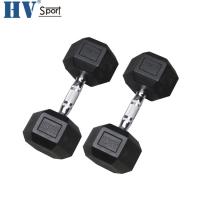 China Black Fixed Rubber Coated Dumbbell Perfect for Weightlifting and Strength Training for sale