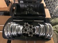 China 20kg 50kg Electroplated Iron Dumbbell Round Plate Weight Equipment Chromeplated Barbell for sale