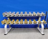 China 2.5-50kg Round Steel Mancuernas Silver Gold Chrome Dumbbell Set for Durable Weightlifting for sale