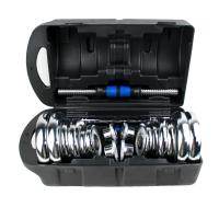 China Cross Fit Training Weight Lifting Cast Iron Chrome Adjustable 20KG Barbell Dumbbell Set for sale