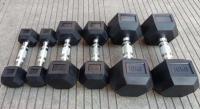 China Customized Steel Rubber Dumbbells for Free Weights Fix Rubber Steel Hex Dumbbell Set for sale