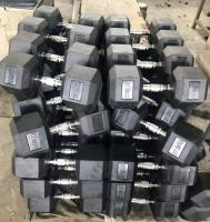 China Customized Steel Rubber Dumbbells for Free Weights Fix Rubber Steel Hex Dumbbell Set for sale