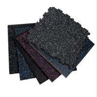 China 1000*1000*15mm EPDM Gym Mat Floor Rubber Flooring Tile Mats with Custom Printed Logo for sale
