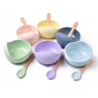 China Toddler Infant Silicone Suction Bowl With Spoon Non Slip BPA Free Resistant for sale