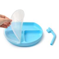 China Red Silicone Childrens Plates Unbreakable Silicone Suction Divided Plate for sale